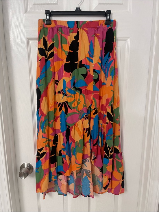 indigo Rose | Skirts | Tropical Print Maxi Skirt In Orange Pink Green ...